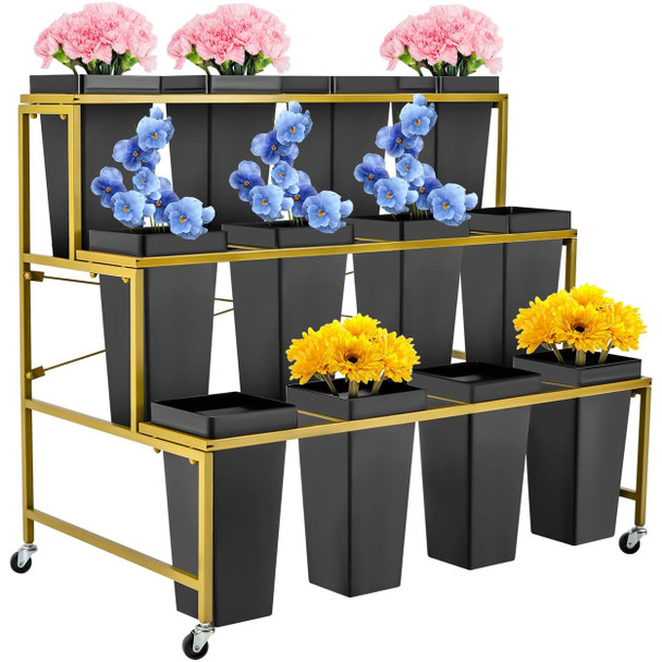 Flower Bucket Display Unit - Black & Gold - 12 Buckets - LO Florist ...