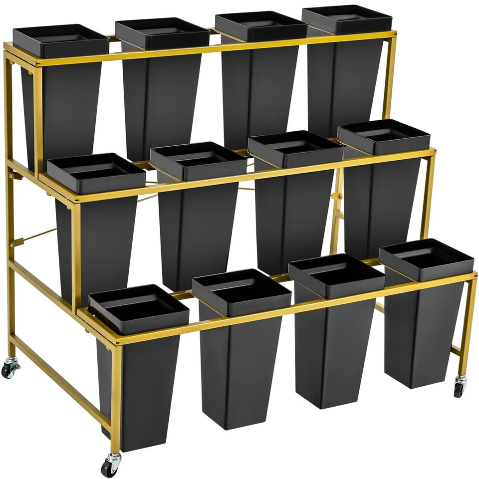 Flower Bucket Display Unit - Black & Gold - 12 Buckets - LO Florist ...