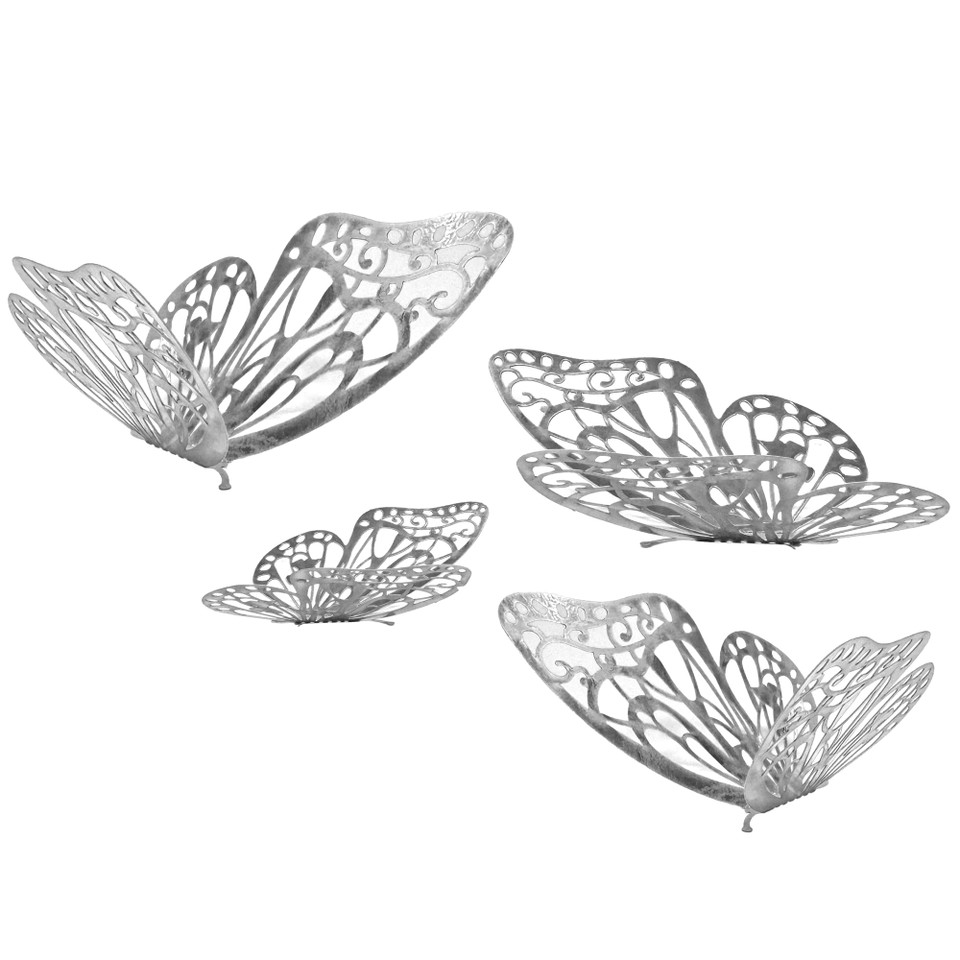 Metallic Floral Arrangement Butterflies - 12 Pack - Silver - LO Florist ...