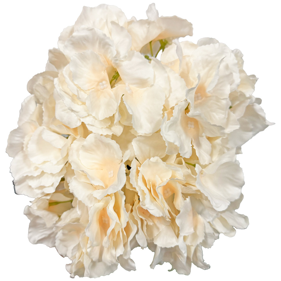 18” Hydrangea Bunch - 5 Heads - Ivory - LO Florist Supplies