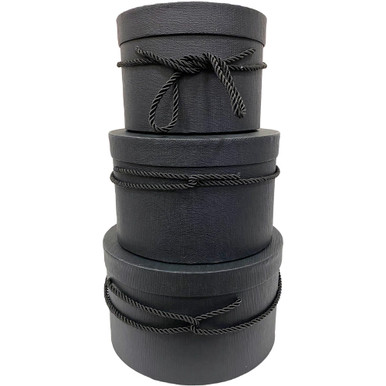 10" Black Round Gift Boxes Set of 3 - LO Florist Supplies