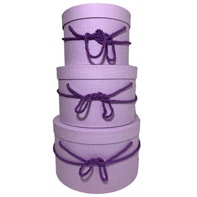 10" Lavender Round Gift Boxes Set of 3 - LO Florist Supplies