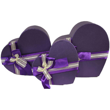 12" Purple Floral Heart Gift Box with Ribbon - Set of 3 - LO Florist ...