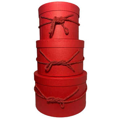 10" Red Round Gift Boxes Set of 3 - LO Florist Supplies