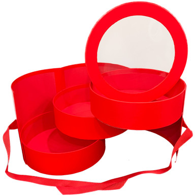 9" Triple Level Flower Box - Red - LO Florist Supplies