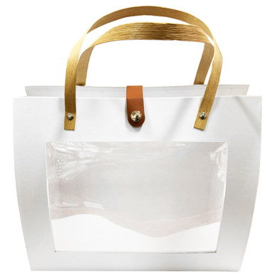 11" Clear Window Opening Purse - White - LO Florist Supplies