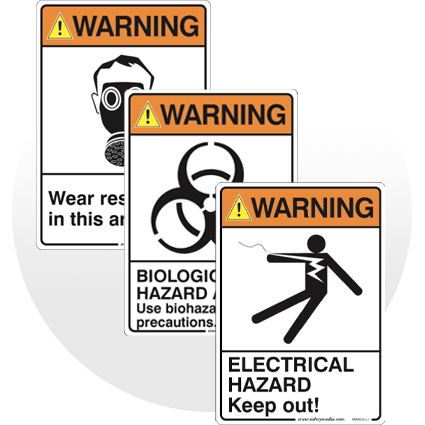 ANSI, WARNING Safety Signs