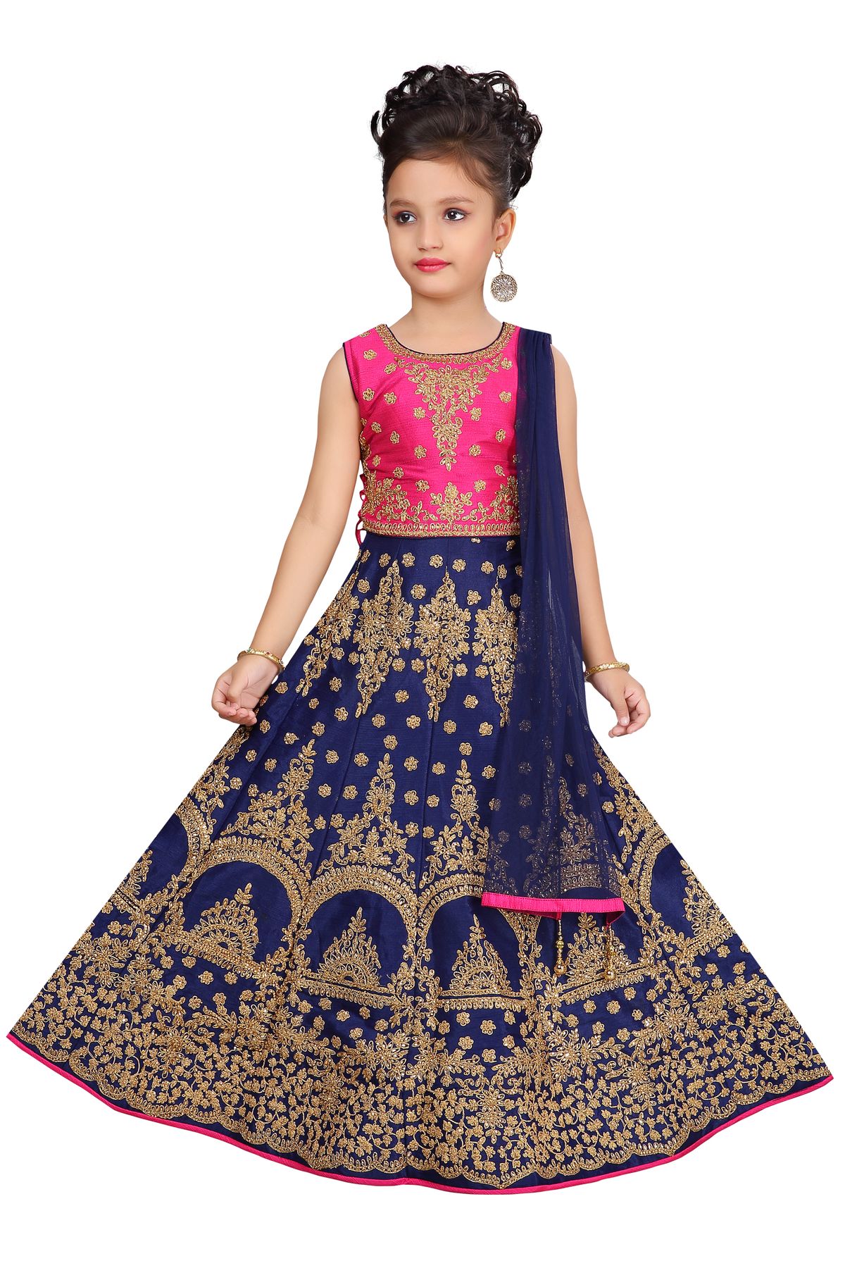 Pink and royal-blue colour girls suit