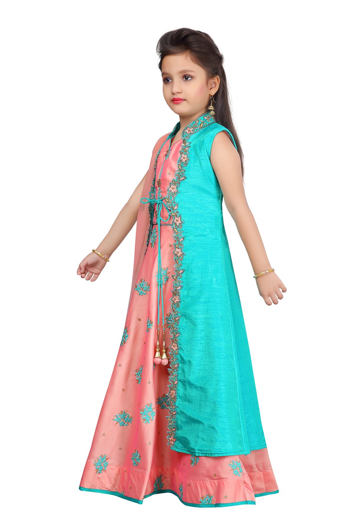 Peach and blue colour girls suit