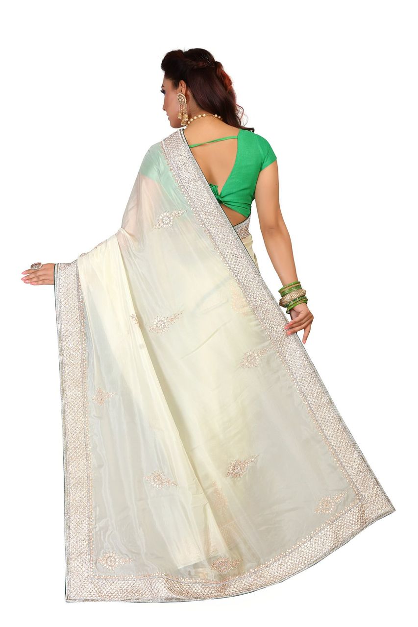 Light Green Chiffon Saree with Embroidery