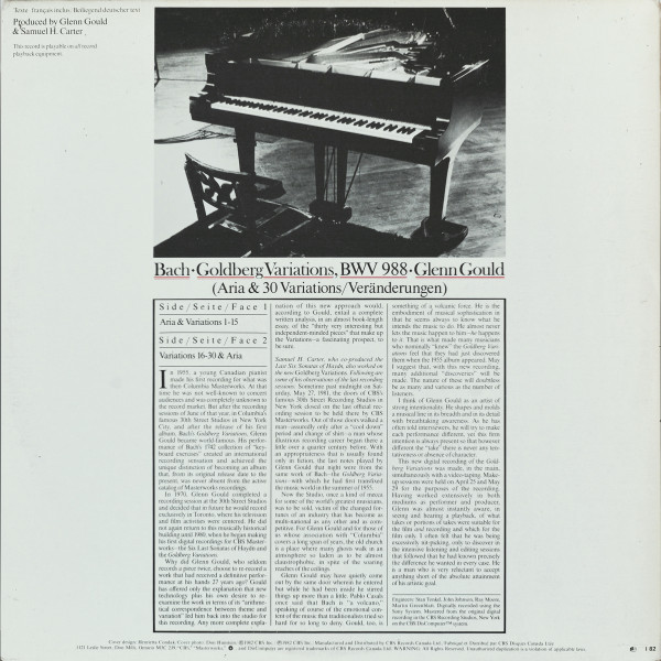 Bach - Glenn Gould – The Goldberg Variations (SEALED)