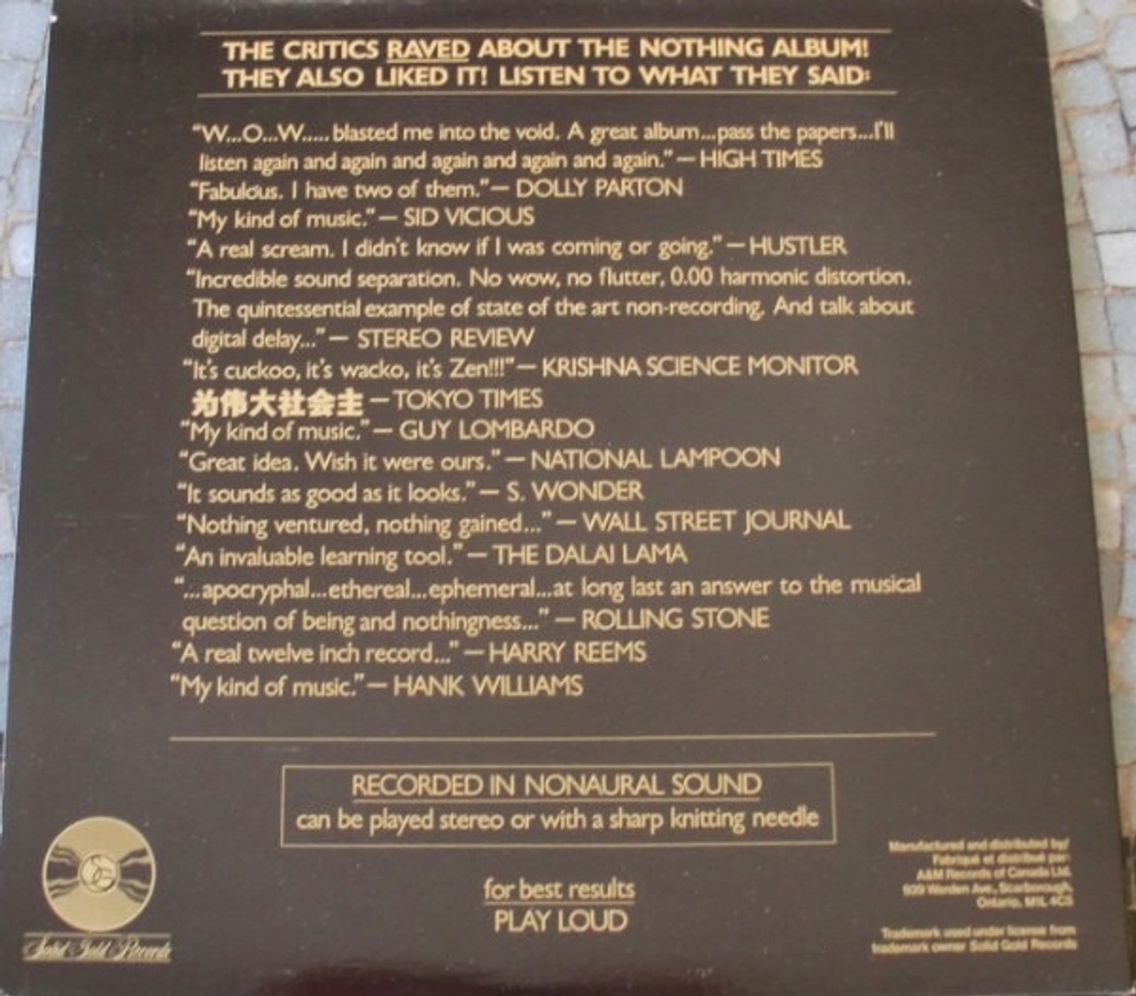 No Artist - The Nothing Record Album - The Record Centre