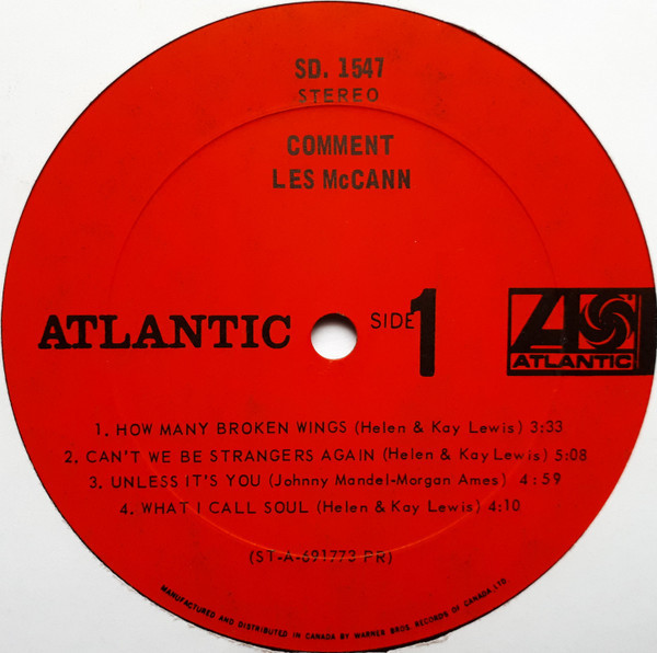 Les McCann - Comment LP used Canada 1970 (see grading in description)