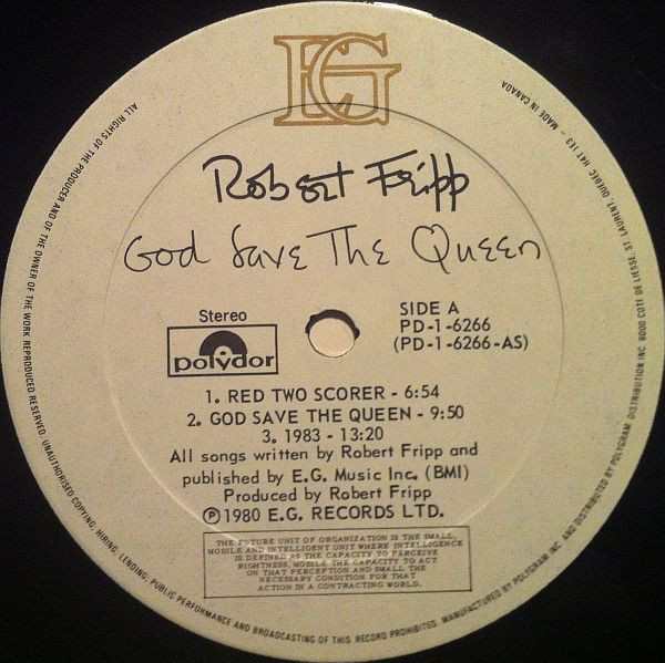 Robert Fripp – God Save The Queen / Under Heavy Manners