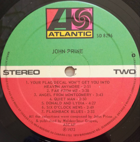 John Prine – John Prine (LP used Canada 1972 reissue VG+/VG)
