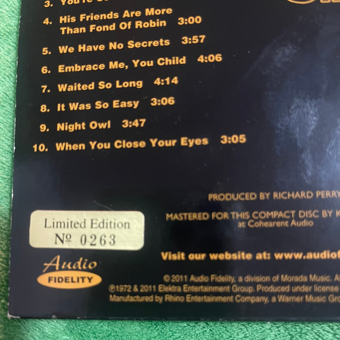 Carly Simon - No Secrets (Limited Edition 24kt Gold CD Numbered NM ...