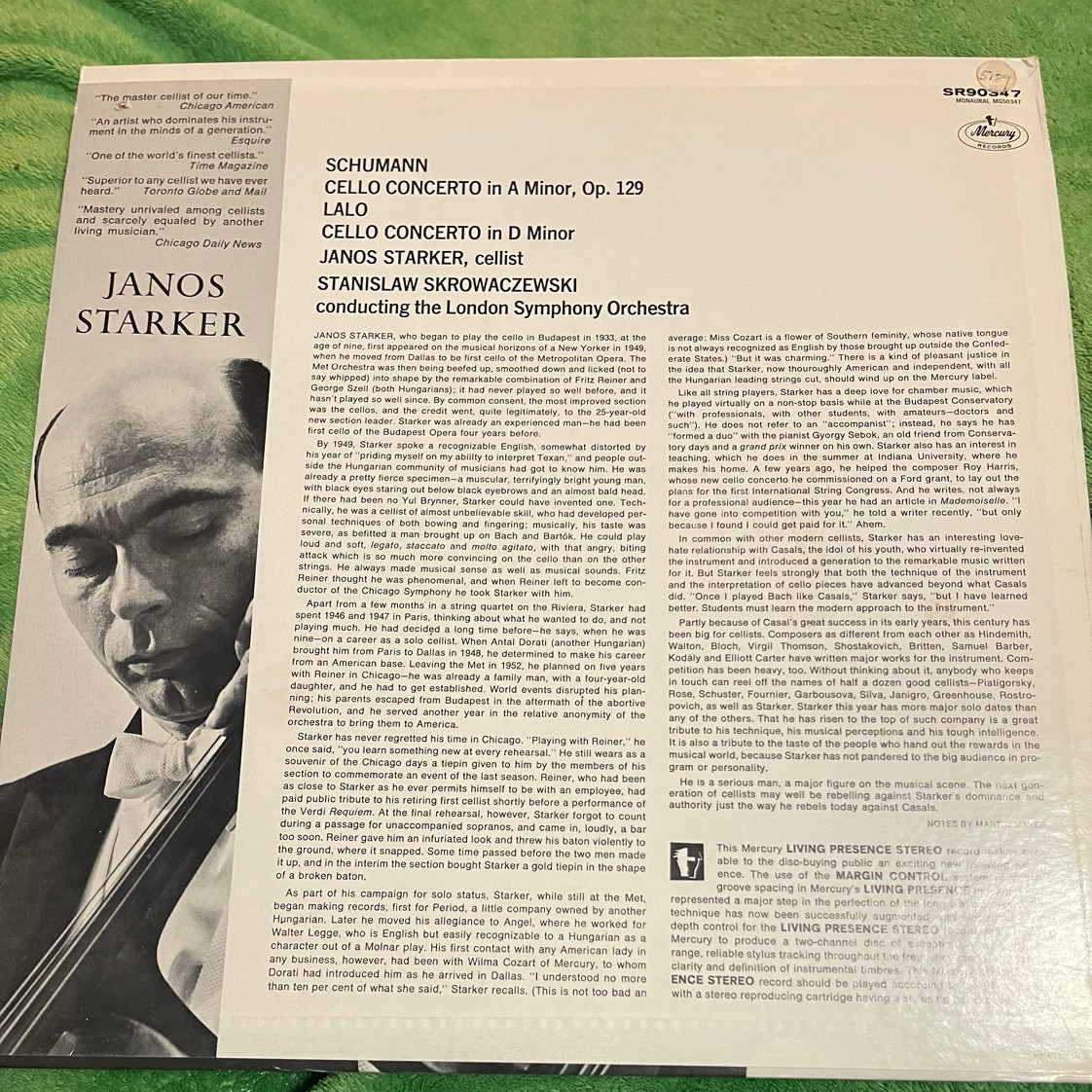 Janos Starker - Schumann And Lalo Cello Concertos (1963 Stereo USA EX ...