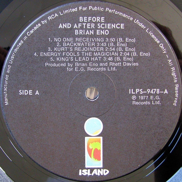 Brian Eno - Before And After Science (1977 EX/VG) - The Record Centre