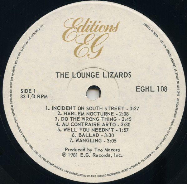 Lounge Lizards - The Lounge Lizards (1981 Textured Cover) - The Record ...