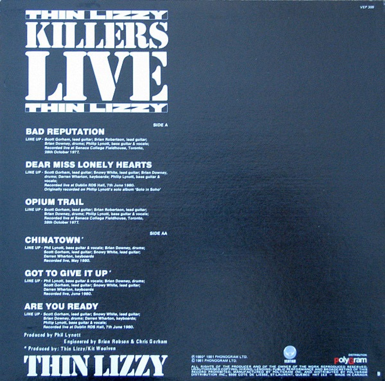 Thin Lizzy - Killers Live - The Record Centre