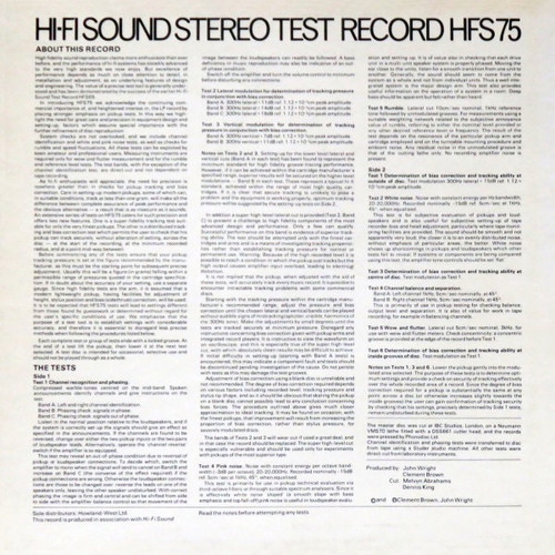 HiFi Sound - Stereo Test Record - The Record Centre