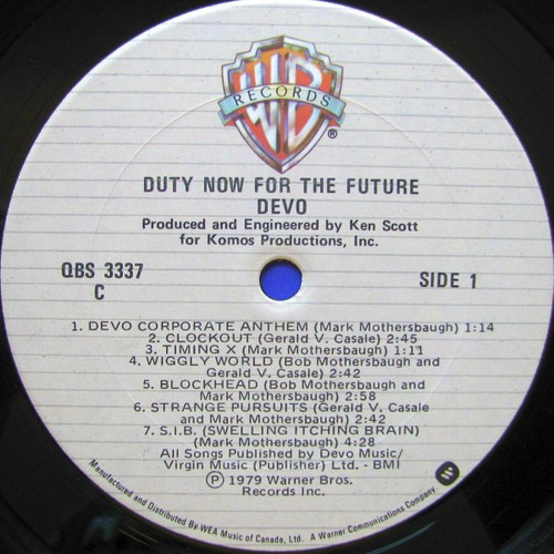 Devo - Duty Now For The Future (1979 Perforated Cover) - The Record Centre