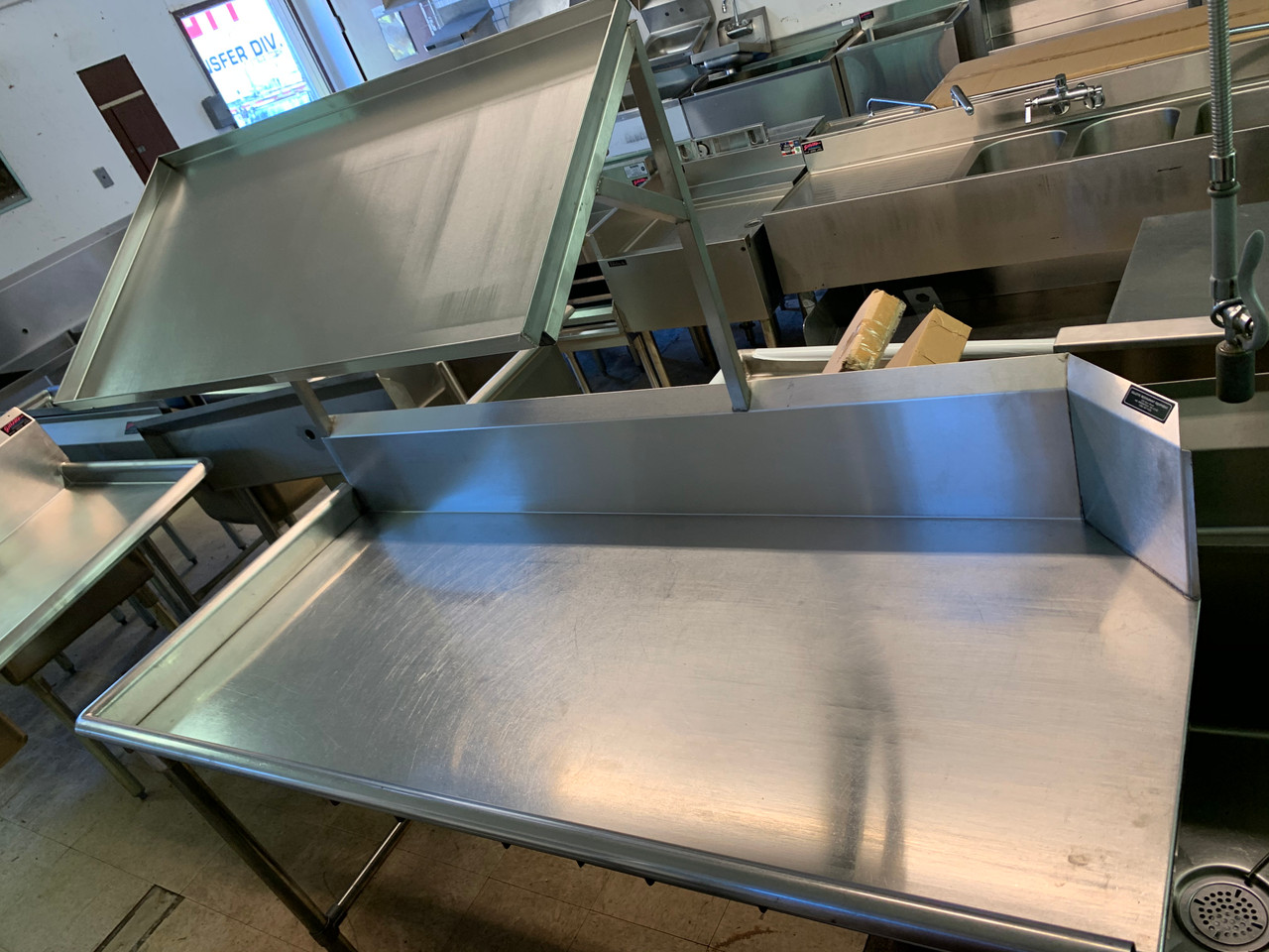 LEFT CLEAN DISH TABLE WITH SLANT RACK - Gillette Restaurant Equipment