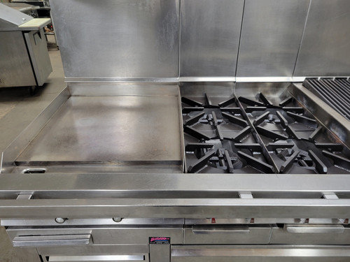 JADE RANGE 2' GRIDDLE, 4 BURNER, 2' CHARBROILER ON REFRIGERATED BASE ...