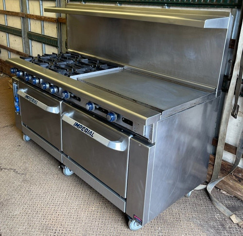 JADE RANGE 2' GRIDDLE, 4 BURNER, 2' CHARBROILER ON REFRIGERATED BASE ...