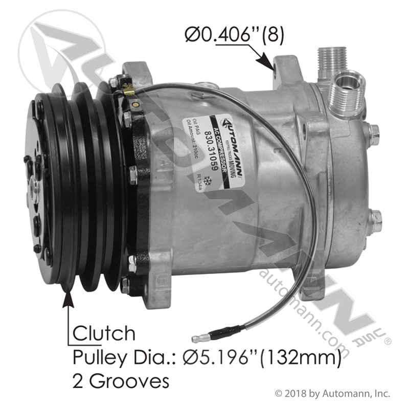 A/C Compressor- Sanden Type 5H14- 2 Groove Pulley- Replaces 6664