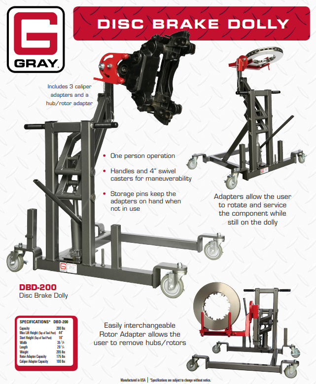 Gray DBD-200 Gray DBD-200 Air Disc Brake Dolly