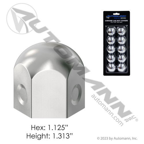Chrome Round Push-on Lugnut Covers for 1 1/8" Lugs- 10 pack
