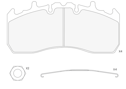 D2421-ED Air Disc Brake Pads for Meritor EXH225L Systems- replaces Mack ...