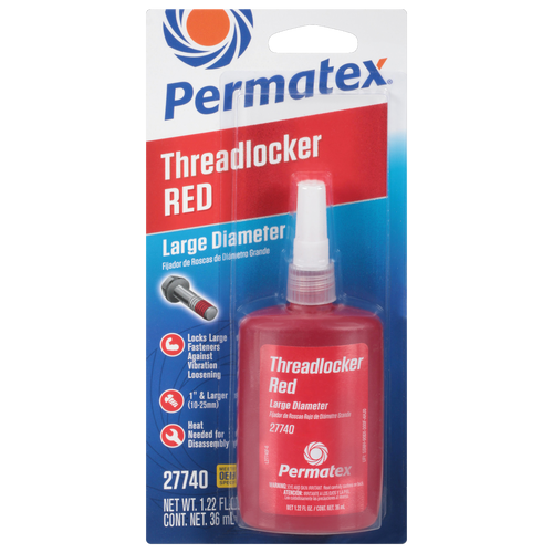 Permatex 27740 Permatex Red Threadlocker- Large Diameter- 36ml Bottle ...