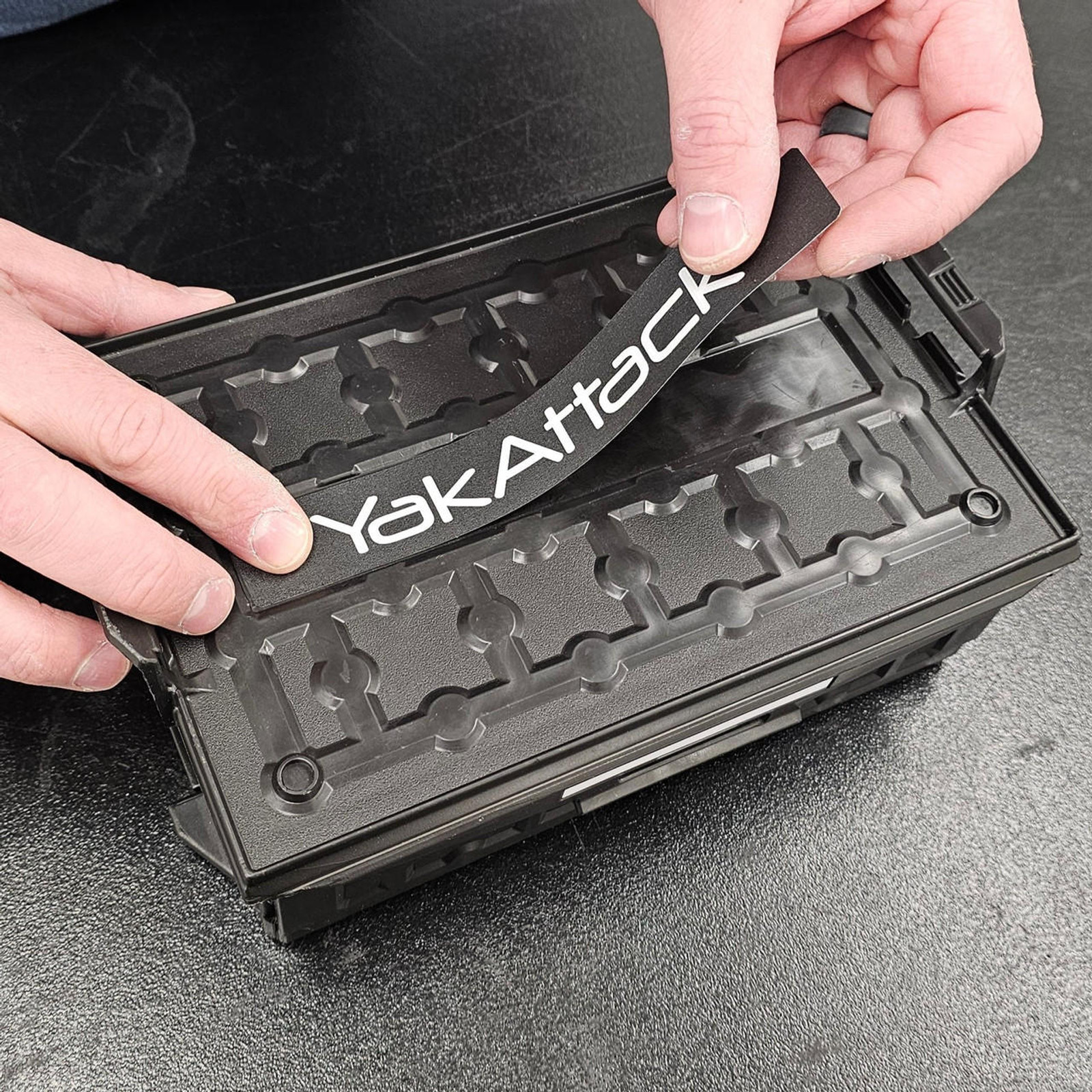 YakAttack Logo BlackPak Side Panel Decal, White, 7" x 1.13" - YakAttack