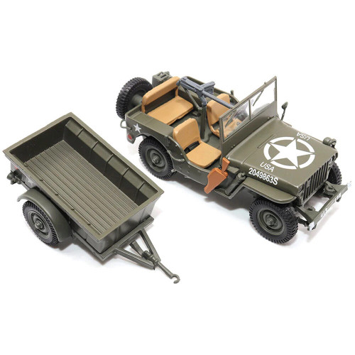 1/4-Ton Willys Jeep with Trailer 1/43 Die Cast Model | Metal