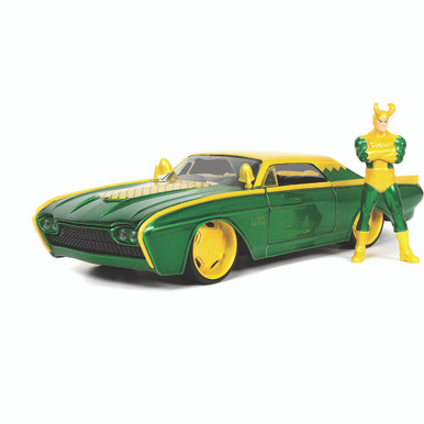 1963 Ford Thunderbird & LOKI Figure Marvel Hollywood Rides | Jada Toys