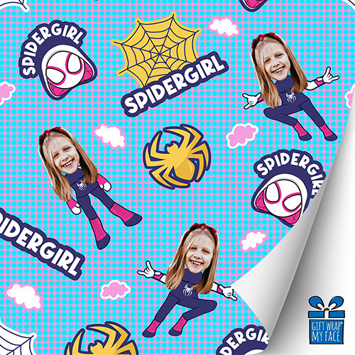 SpiderGirl Gift Wrap for Birthday Parties by Gift Wrap My Face