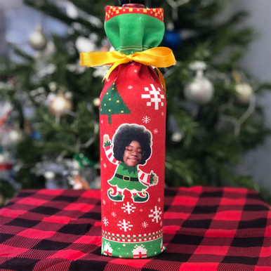 Little Miss Elfie Selfie Custom Wine Sock Starring Your Face