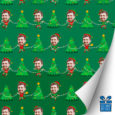 Christmas Tree Elf - Custom Gift Wrapping Paper by Gift Wrap My Face