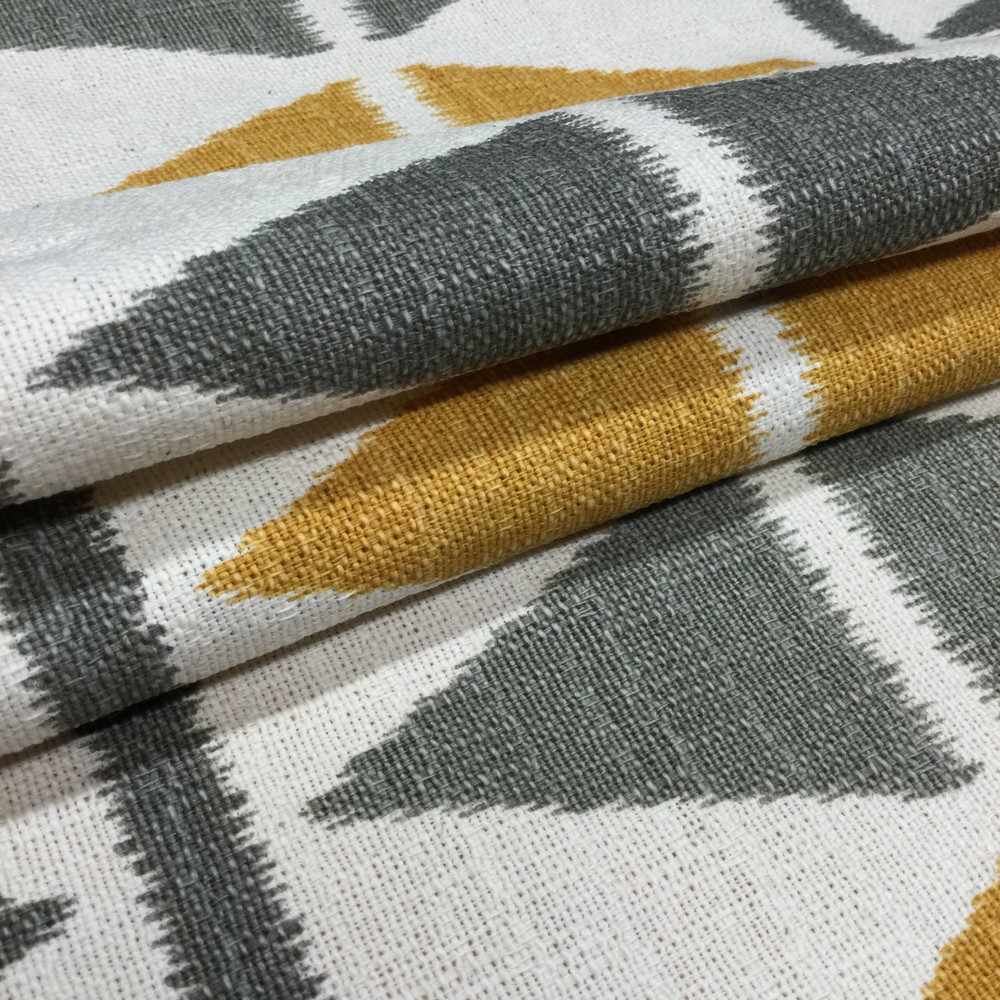 Textured Canvas Geometric Triangle Yellow / Gray | Home Decor Fabric ...