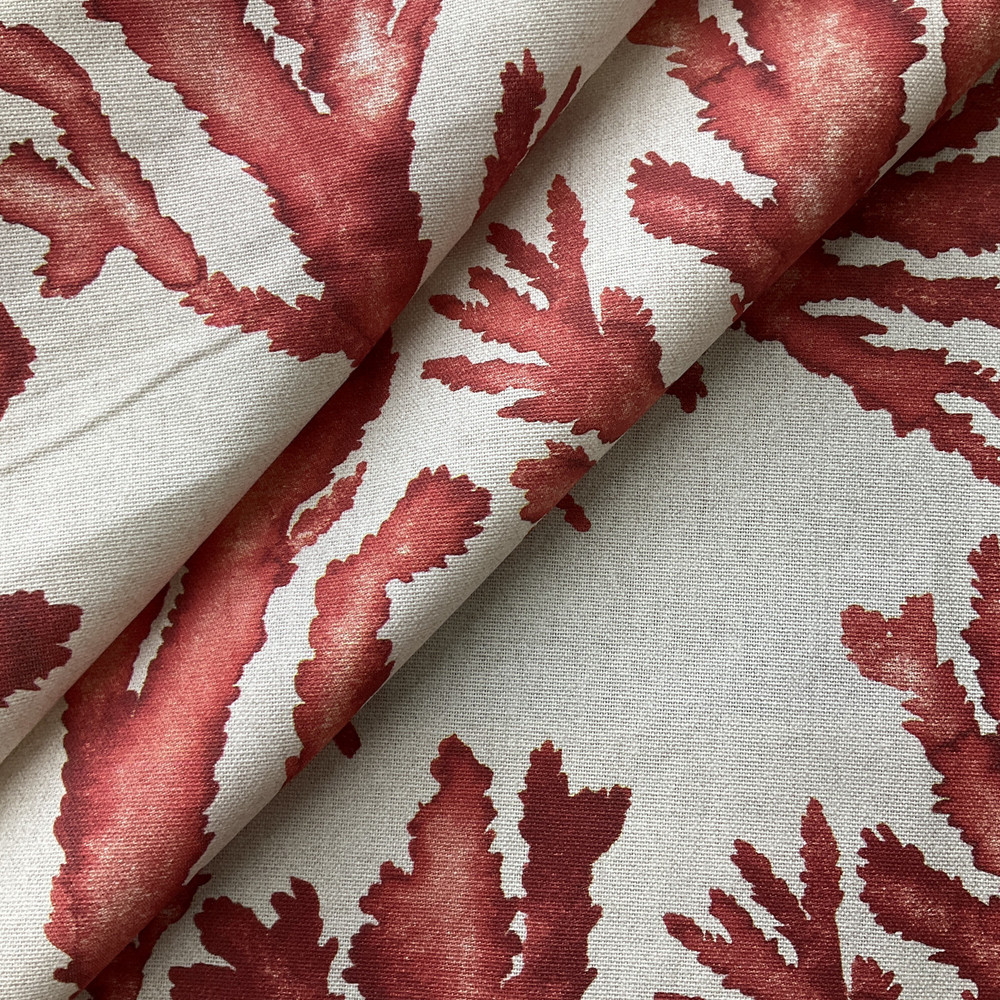 Amalfi in Red / Beige | Home Decor Fabric | Nautical Watercolor Coral ...