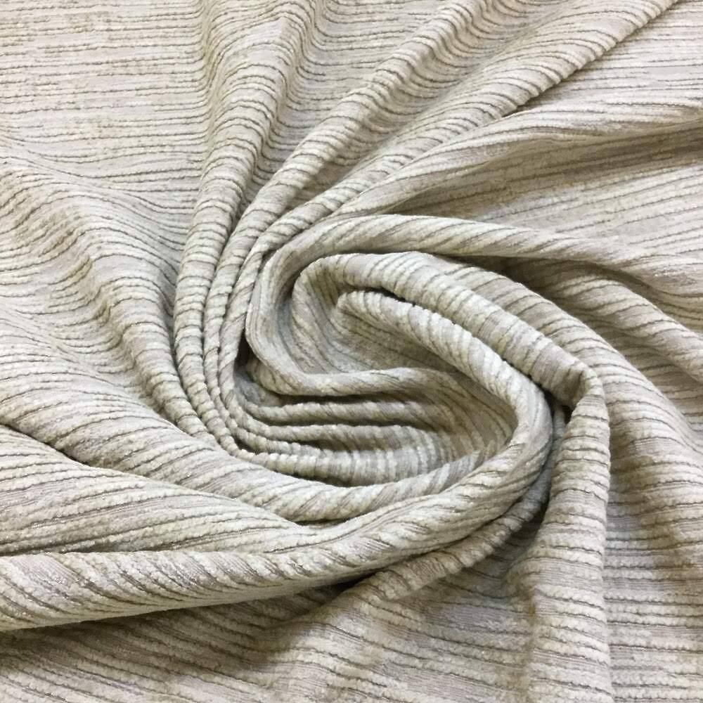 Chenille in Beige with Subtle Rustic Stripes Upholstery Fabric | 54"W ...