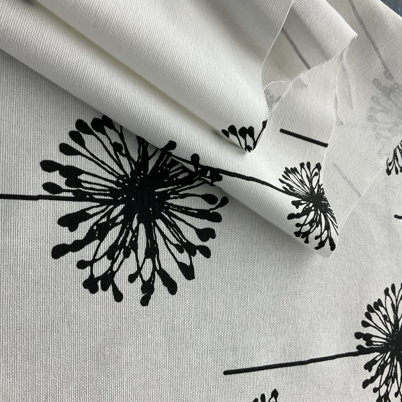Premier Prints Dandelion Cotton Duck White/Black | Medium Weight Duck ...