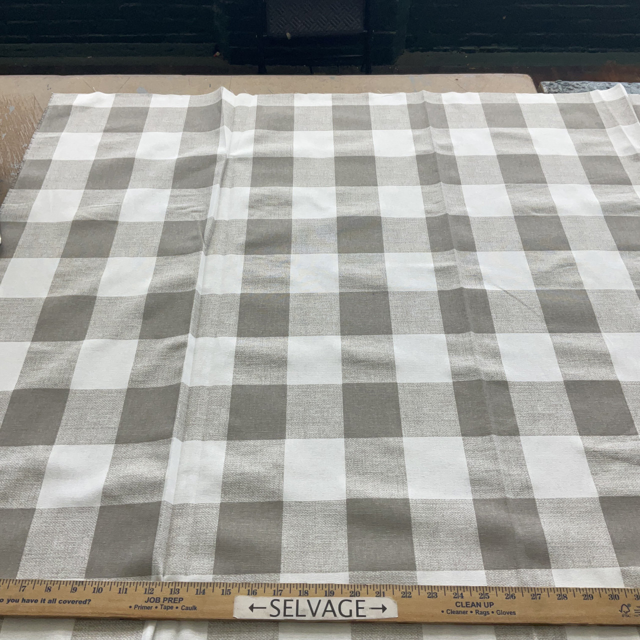 3.25 Yard Piece of Premier Prints Anderson Check Ecru | Medium Weight ...