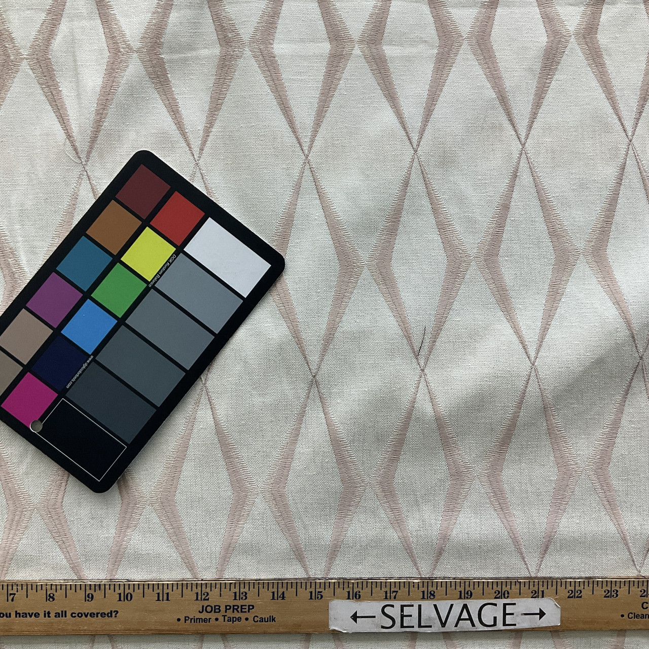 Astoria in Petal | Embroidered Fabric | Pink / Off White Diamond Design ...