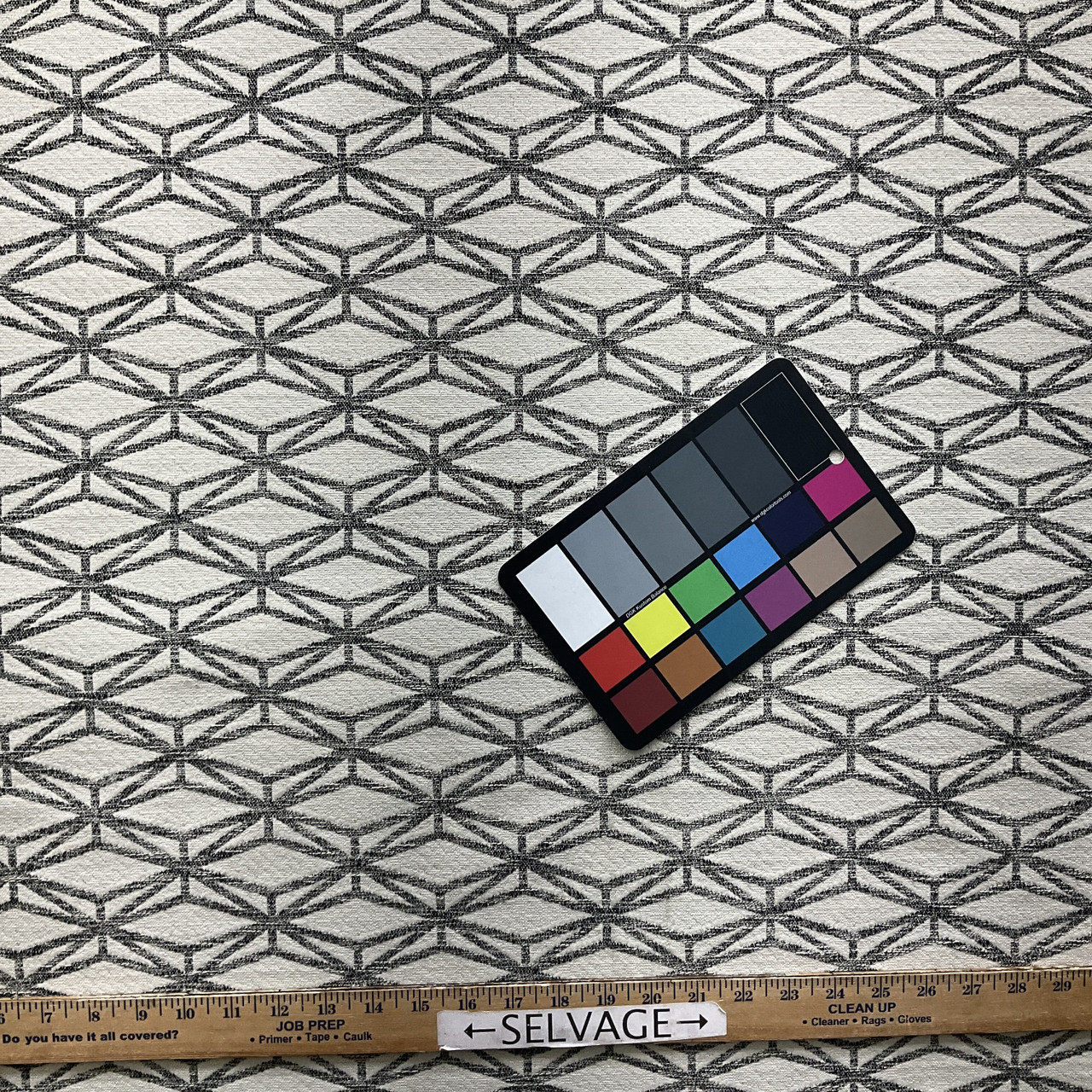 Neo in Pepper | Upholstery Fabric | Geometric Jacquard in Charcoal ...