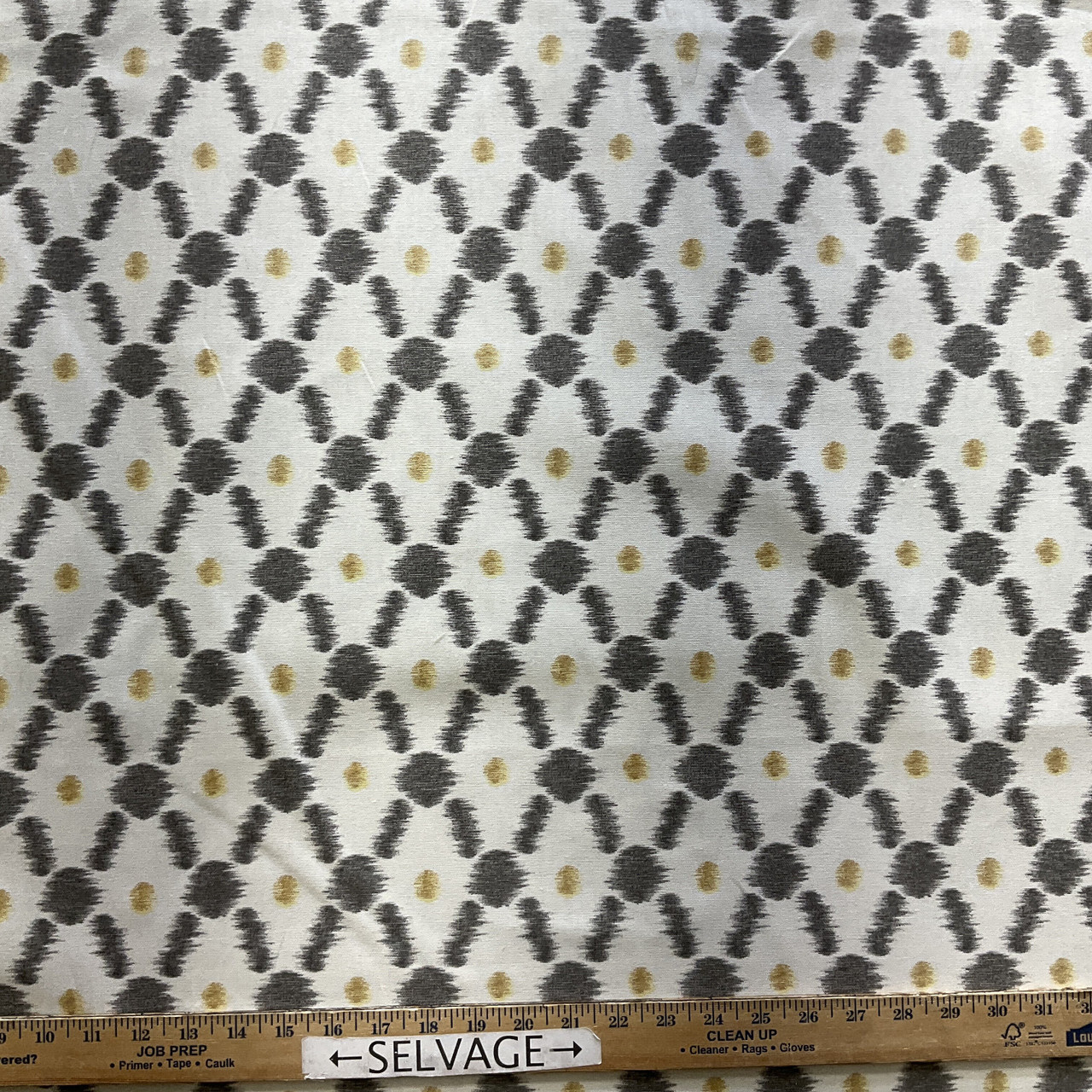 Konya in Noir | Home Decor Fabric | Grey / Yellow / Off White Ikat ...