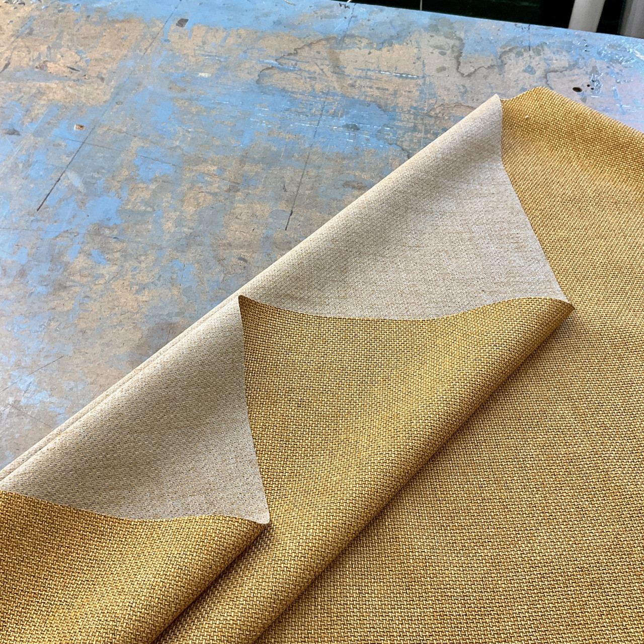 Hudson in Cumin | Upholstery Fabric | Basketweave | Gold | 100% ...
