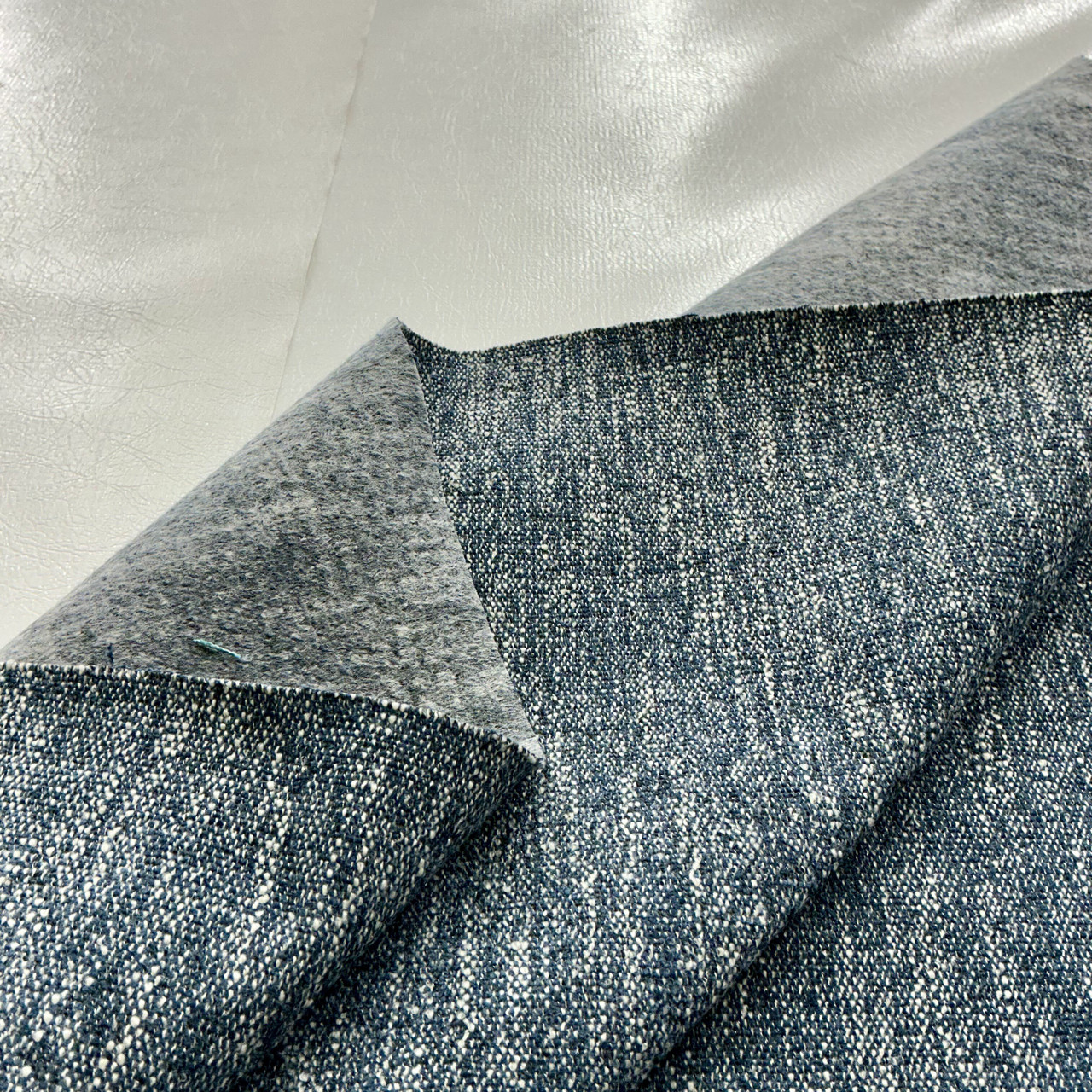 Chenille Tweed in Dark Blue and White | Upholstery Fabric | Heavyweight ...